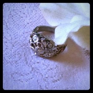Jewelry | Vintage Scroll Work Crystal Dome Ring | Poshmark